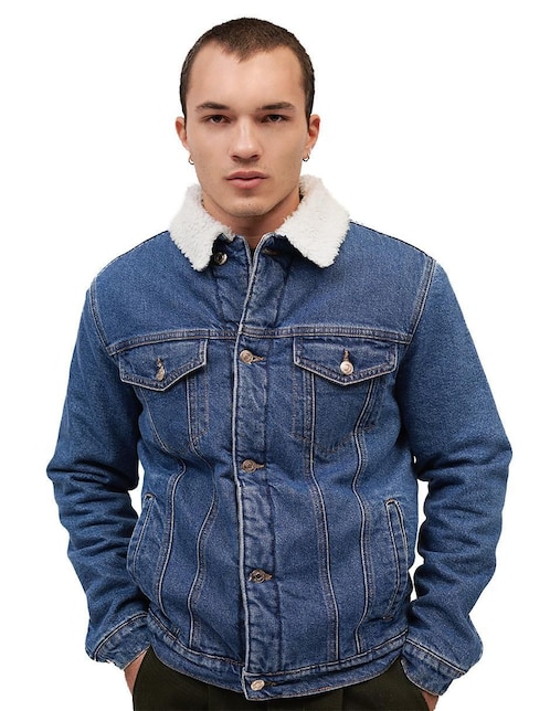 Chamarra cazadora Mchk de mezclilla con bolsillospara hombre 1